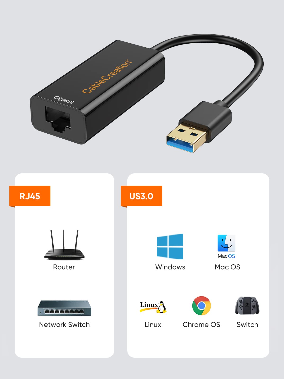 Mua USB to Ethernet Adapter, CableCreation USB 3.0 to 10/100/1000 ...