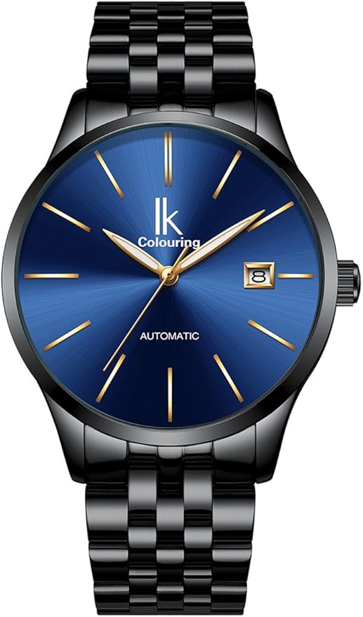 Alienwork Herren Damen mechanische Automatik-Uhr schwarz mit Edelstahl ...