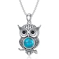 Amazon.com: BETHZA Turquoise Owl Necklace 925 Sterling Silver Genuine ...