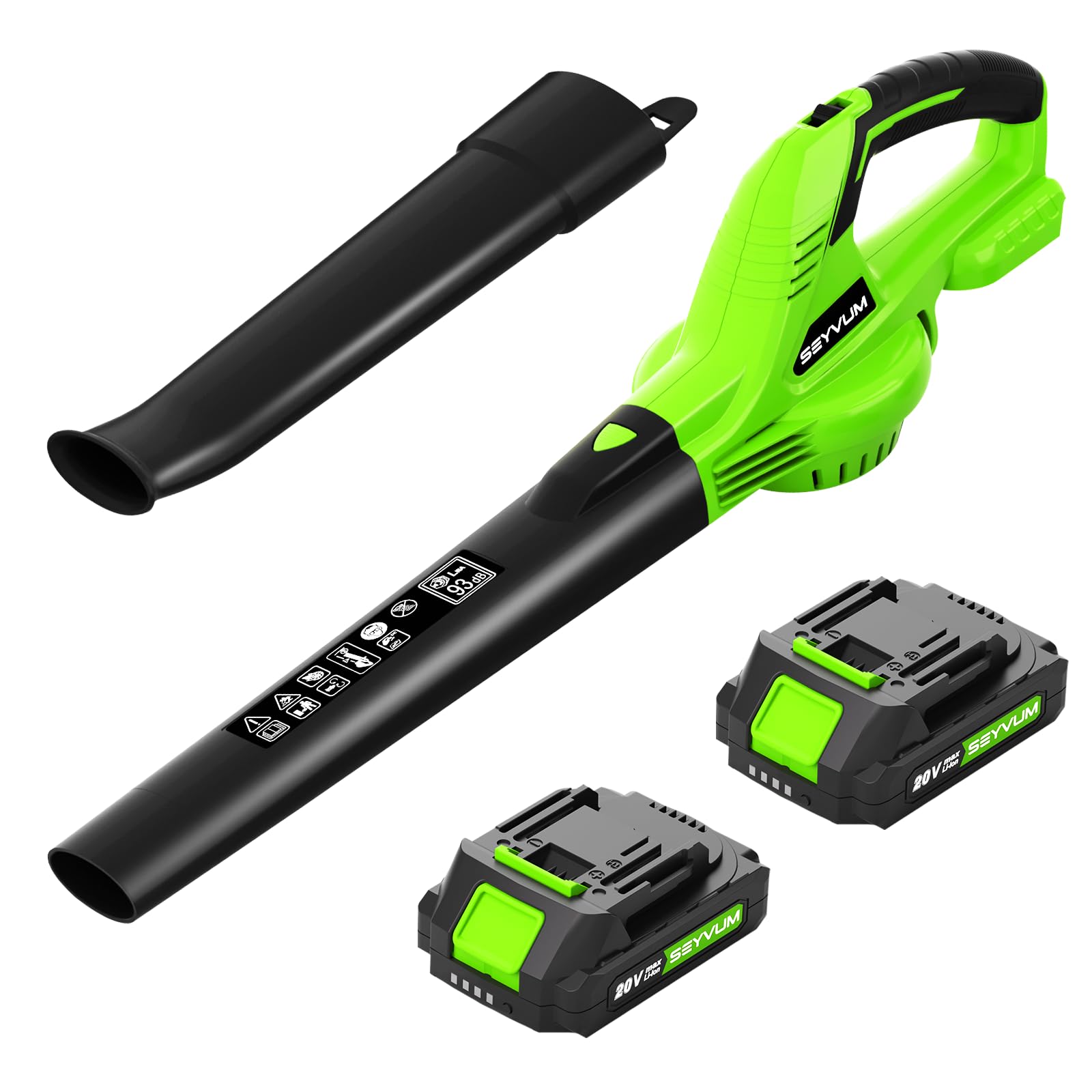 SEYVUM Leaf Blower, 20V Cordless Blower with 2 x 2.0Ah Battery ...