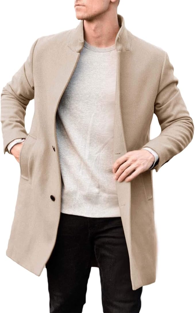 Makkrom Gabardina clásica para hombre, de un solo botón, abrigos ...