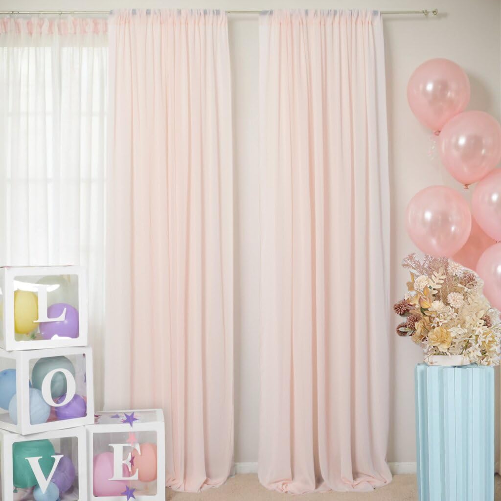 DUOBAO Peach Chiffon Backdrop Curtain-2 Panels 29"x120" Wedding Chiffon ...