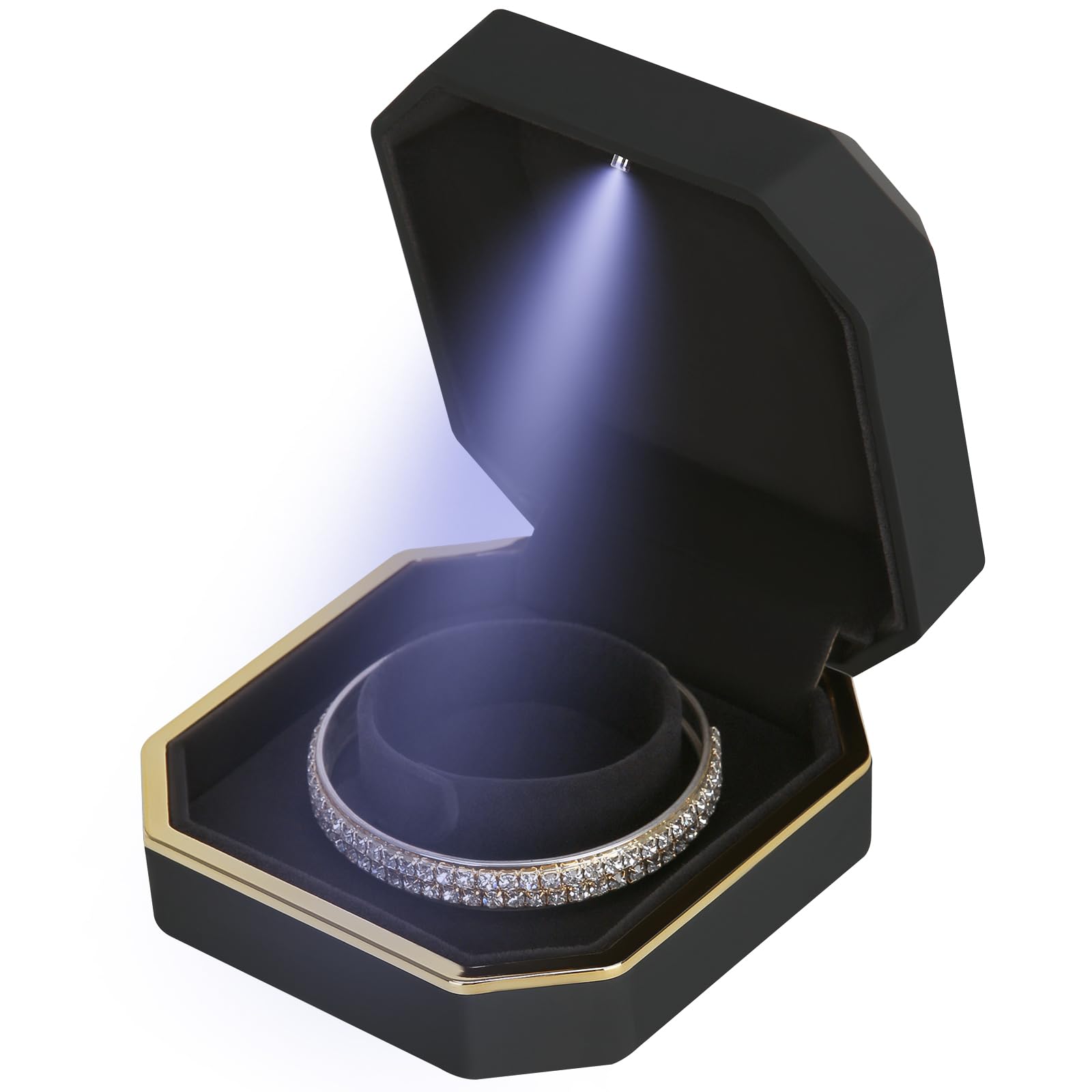 Luxury LED Jewelry Bracelet Gift Box with LED Light, Velvet Small ...