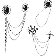 Amazon.com: Huture Men's Brooch Set with Chains Suit Pin Badge for Men & Women Suit Tuxedo Tie ...