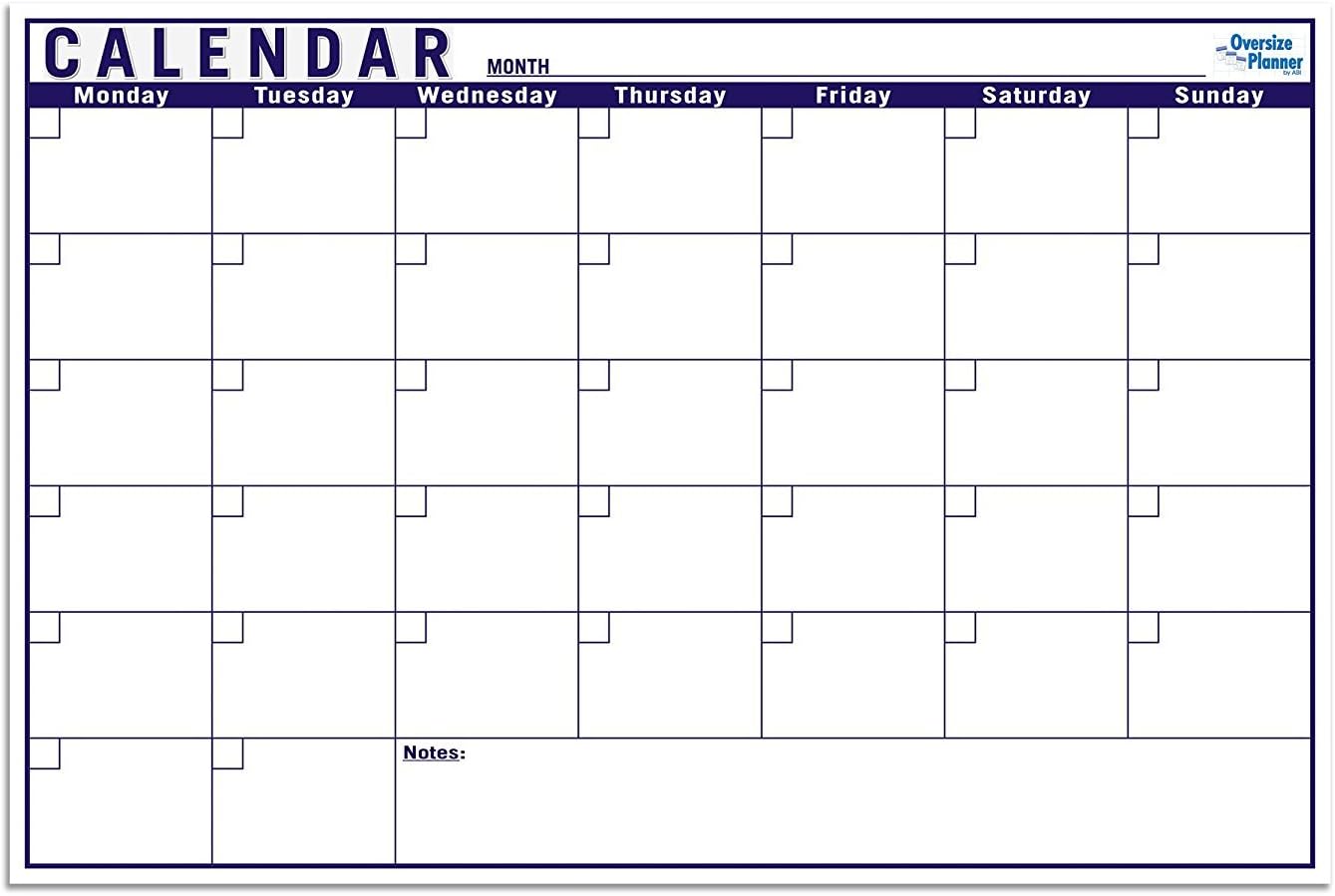 One Month Dry Erase Calendar 24″x36″ – Blank Calendar Whiteboard ...