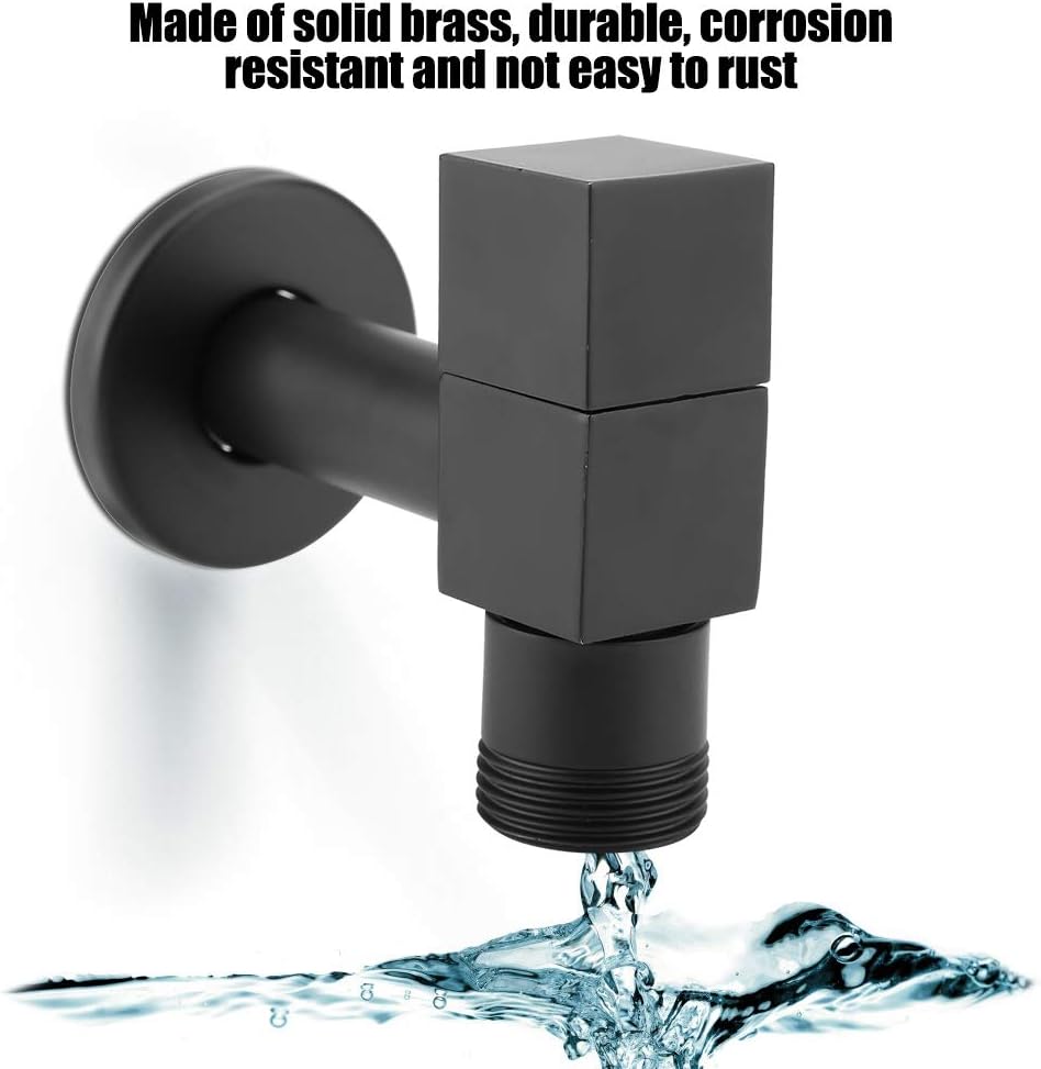 Cold Water Faucet Black Copper Square Handle Washing Machine Faucet ...
