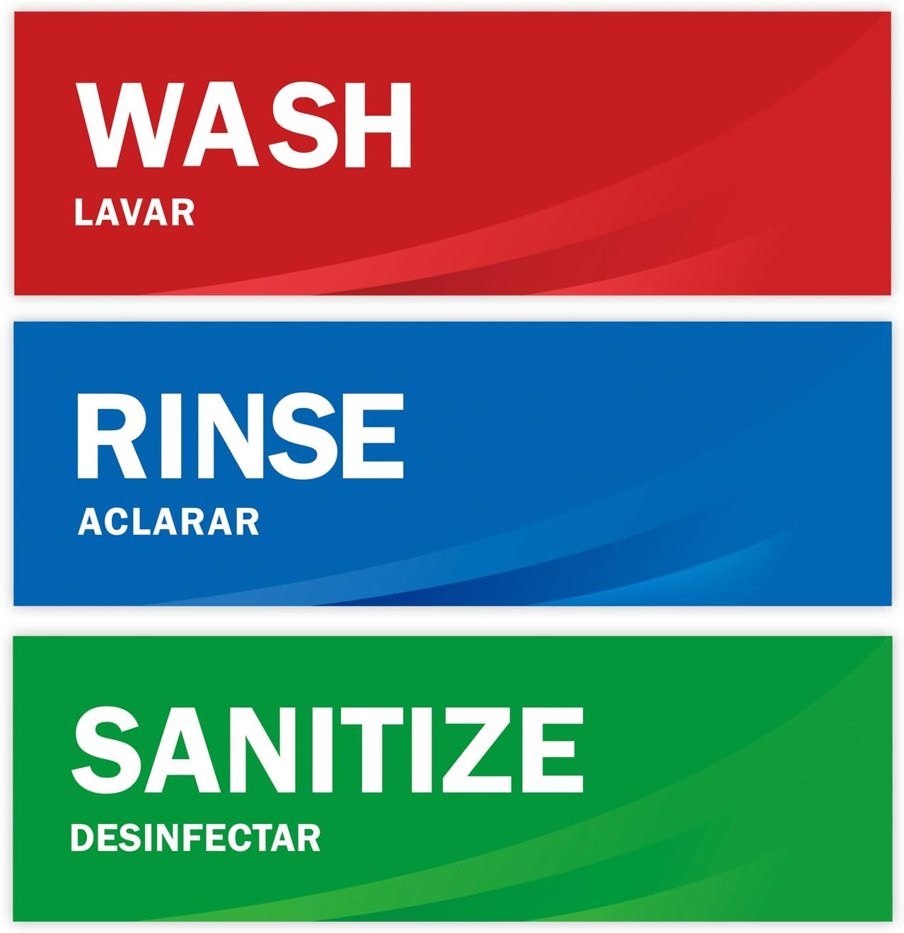 Wash Rinse Sanitize Sink Labels, Premium Waterproof Sticker Signs for ...