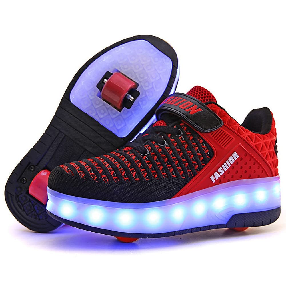 Qneic USB Chargeable Double Roller Shoes Skate Shoes for Boys Girls ...