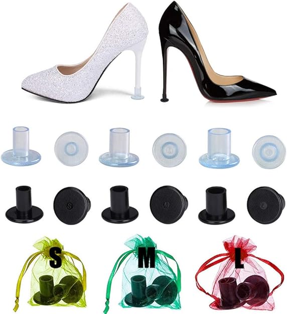18 Paires Protège Talon Aiguille Transparent + Noir Bouchon de Talon ...