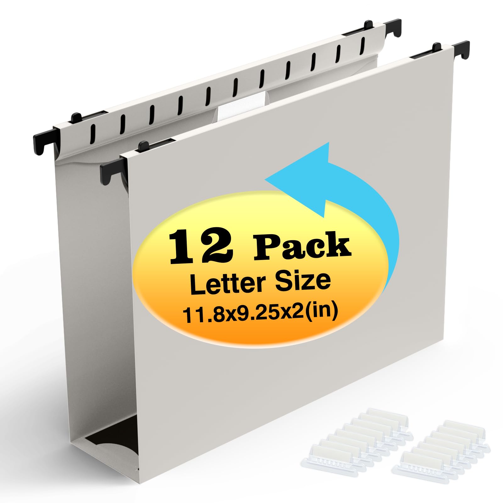 Shutex Extra Capacity Plastic Hanging File Folders,12 Pack Reinforced Hang Folders,Heavy Duty 2 ...