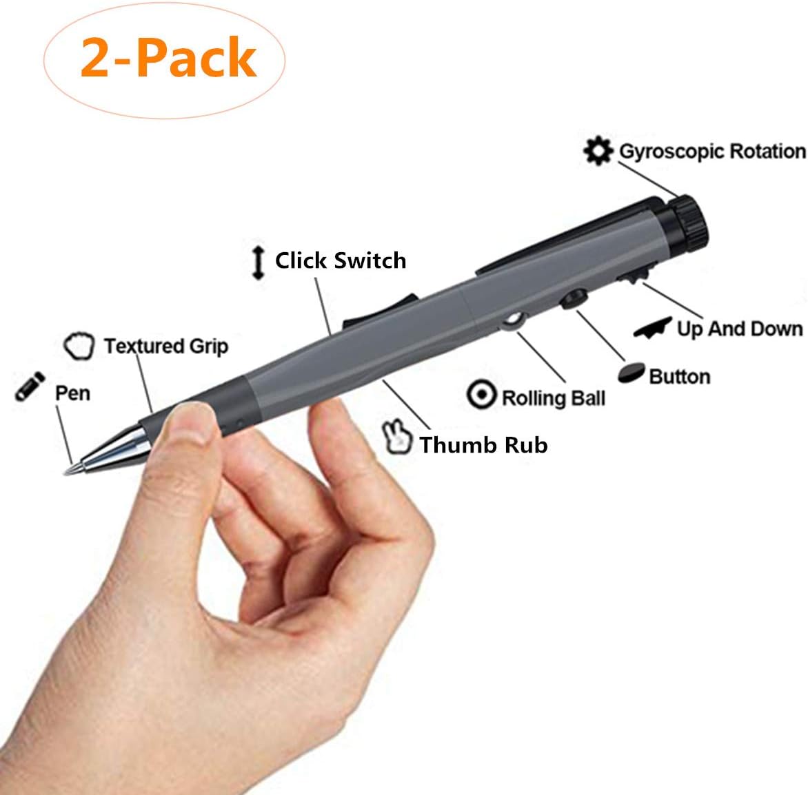 Fidget Pen, 2-Pack Ballpoint Pens with Refills, Stress-Relief Fidget ...