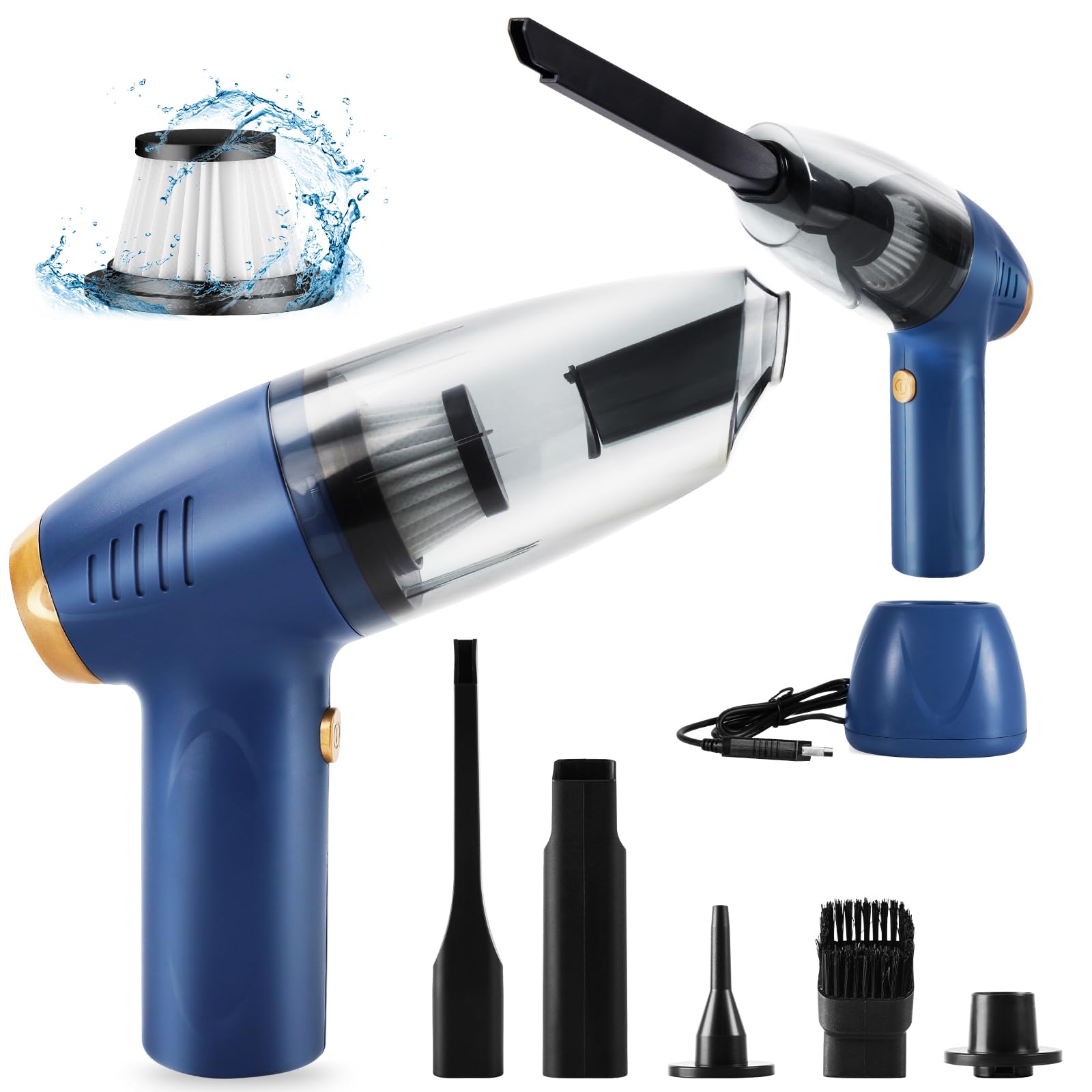 Howtine Cordless Vacuum Cleaner, Handheld Vacuum 9000Pa Strong Suction ...