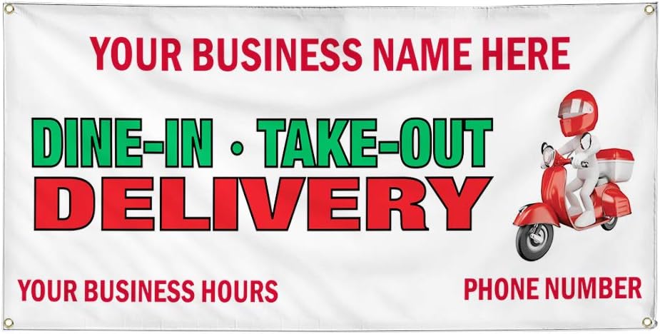 Amazon.com : Vinyl Banner Multiple Sizes Dine-in Take-Out Delivery ...