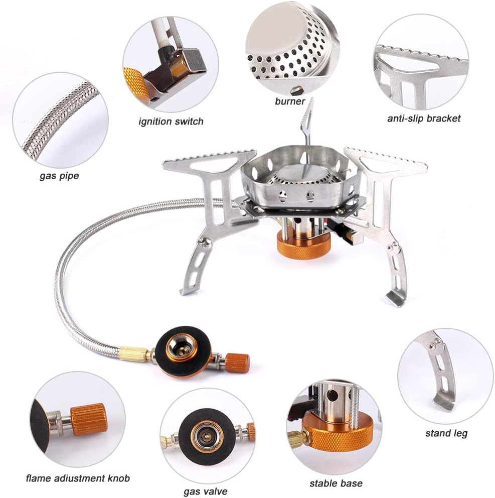 Outry 3500W Foldable Camping Gas Stove with Piezo Ignition, Outdoor ...