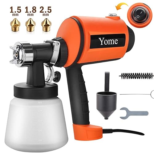 Paint Sprayer 830ml/min, Yome Electric Spray Paint Gun with Three Spray ...