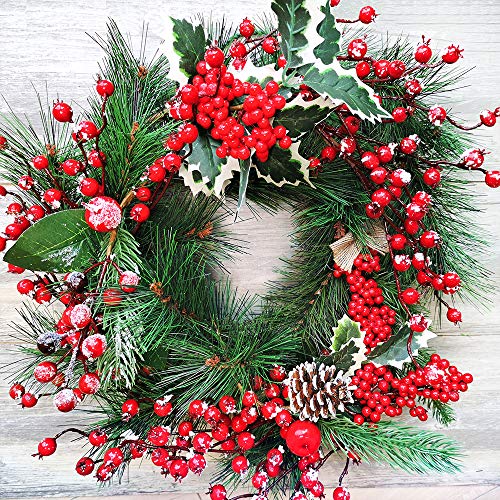 16 Pack Artificial Christmas Picks Assorted Red Berry Picks Stems Faux ...