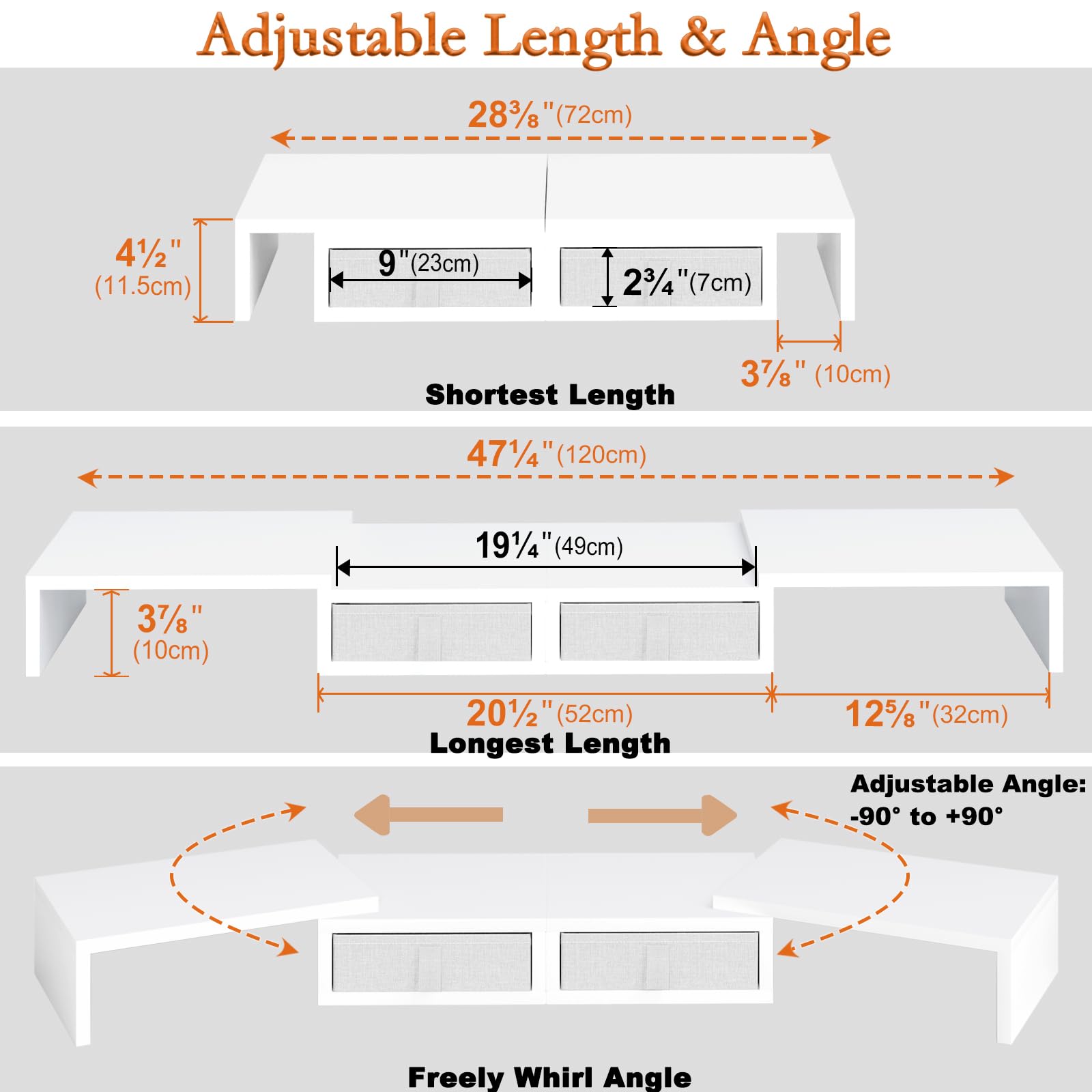 Mua TEAMIX Dual Monitor Stand Riser - Length and Angle Adjustable White ...