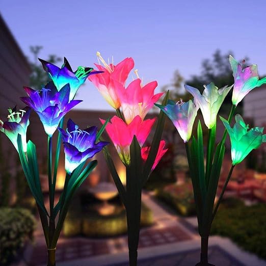 N / A 3 Unids/Lote Luces Solares con 12 Flores De Lirio Multicolor ...
