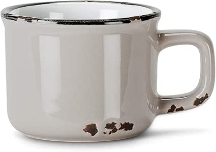 Amazon.com | Abbott Collection Enamel Look Stoneware Espresso Cup, Grey ...
