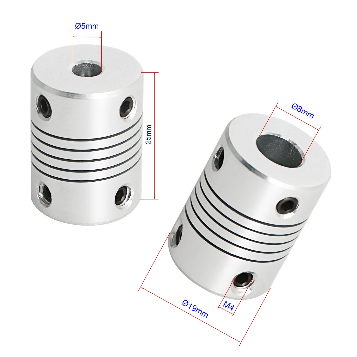 Mua Ohamtes 2Pcs 5-8mm Flexible Beam Coupling Shaft Length 25mm for 3D ...