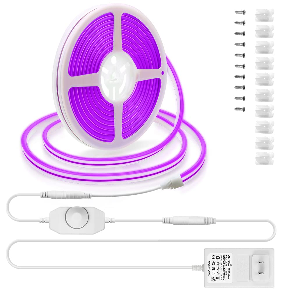ALITOVE Neon Lights Strip Purple Silicone Flexible Dimmable LED Rope ...