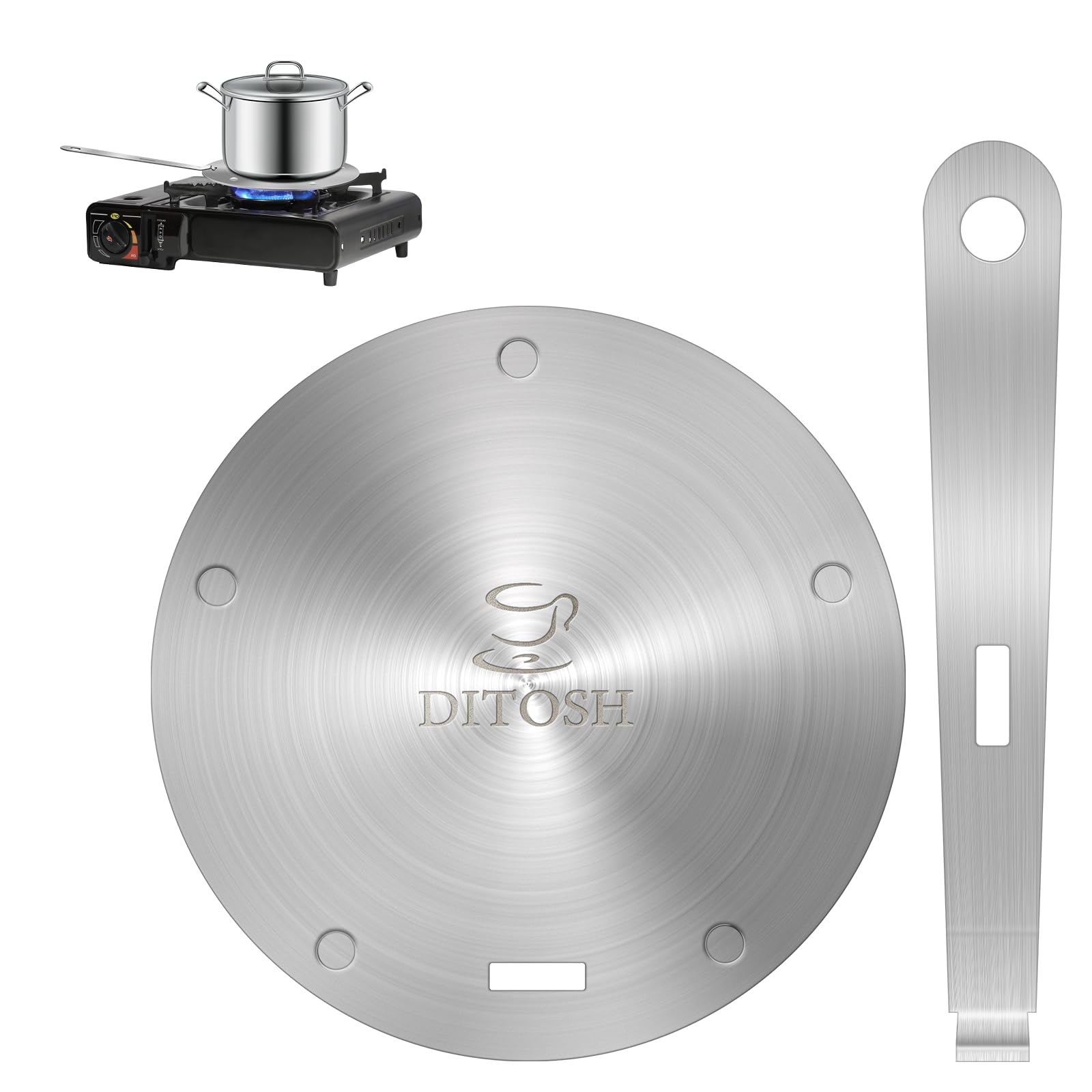 DITOSH Induction Cooker Adapter Plate 24cm/9.4inch Stainless Steel Heat ...