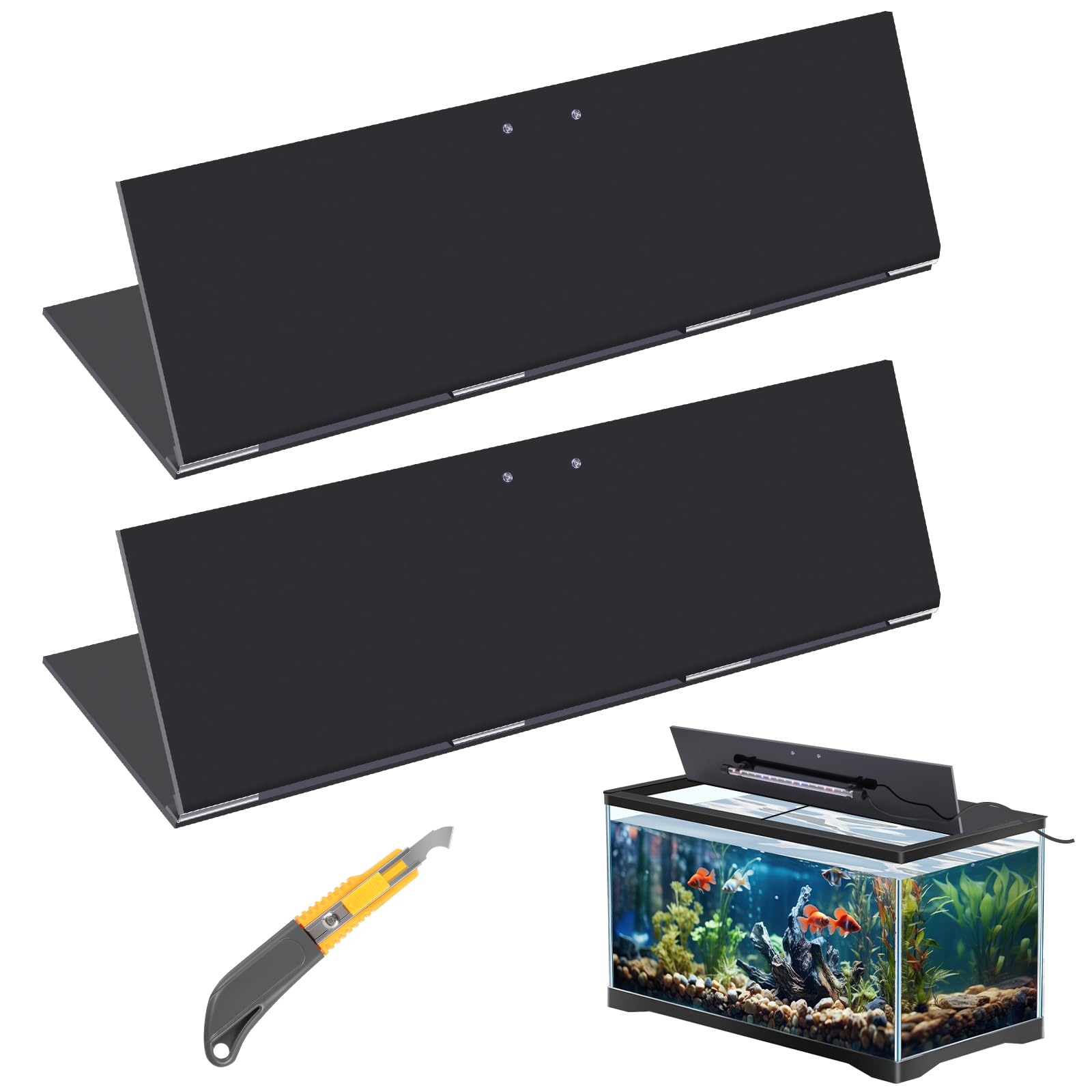 Sieral Aquarium Lids Polycarbonate Canopy 2 Pieces Set 22.95 x 11.5 x 0 ...
