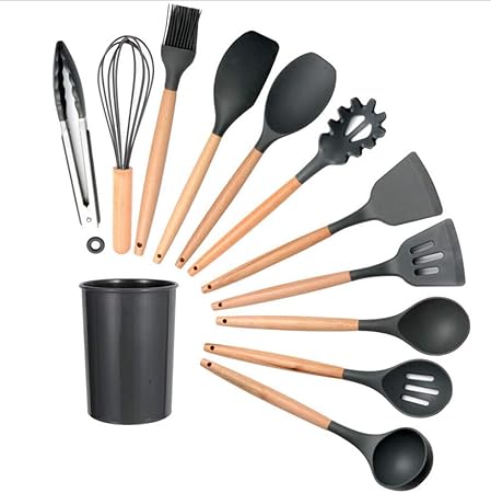 Kitchen Utensil Set Silicone Cooking Utensils, Silicon Steel Tools and ...
