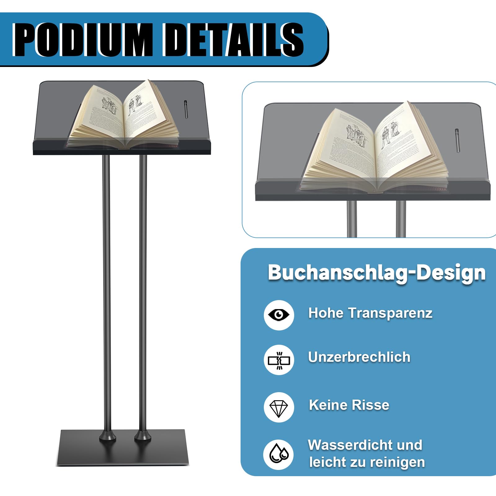 Pulpits For Churches With Iron Stable Bottom, Stand Up Acrylic Podium ...