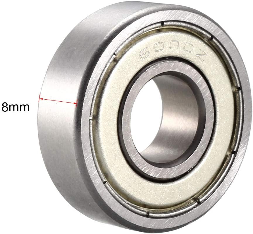 uxcell 6000ZZ Deep Groove Ball Bearing 10x26x8mm Double Shielded Chrome Steel Bearings 2-Pack ...