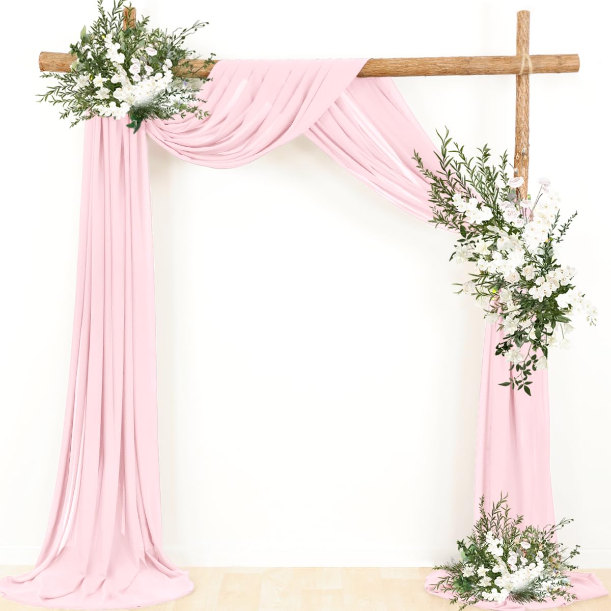 LINXTAR Wedding Arch Draping Fabric 2 Panels 30'' x 18FT Blushing Pink ...