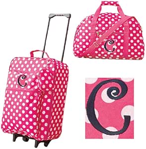 Amazon.com | Girls & Teens Pink Polka Dot 3 Piece Luggage with C ...