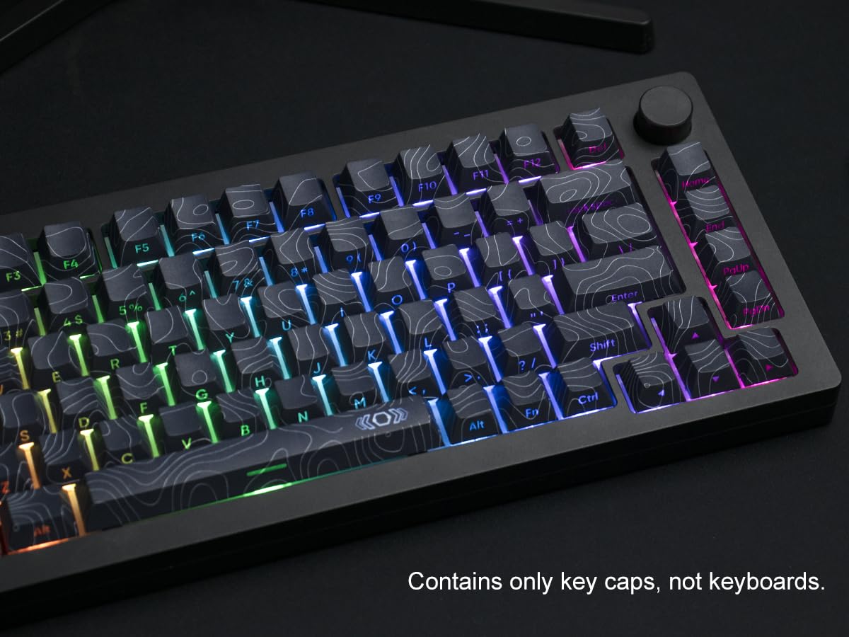 Mua Side Printed-PBT keycaps,Dark Blue Topographic,Shine Through,Double ...
