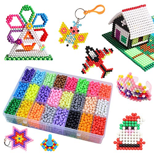Water Fuse Beads Set 5mm 24 Colors 6000 Beads Refill Compatible Beados ...