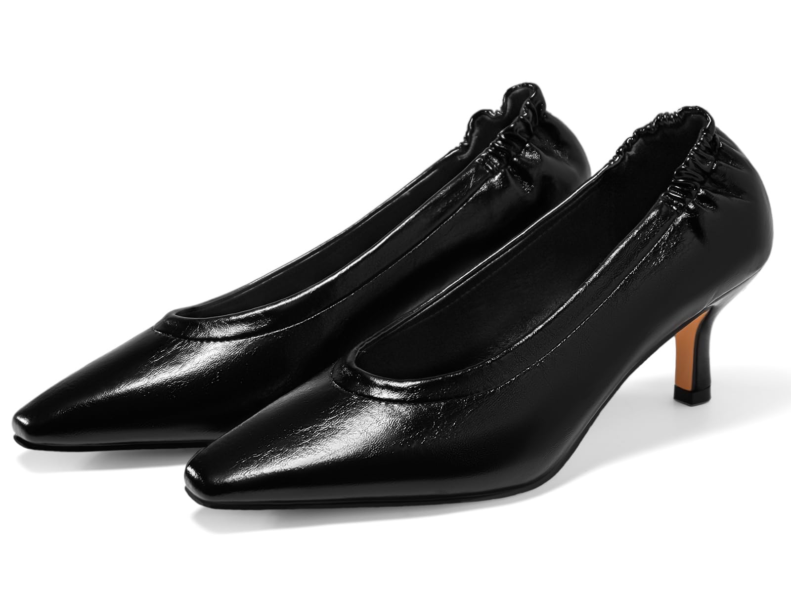 Coutgo Womens Dress Shoes Low Kitten Heels Square Pointed Toe Slip On ...