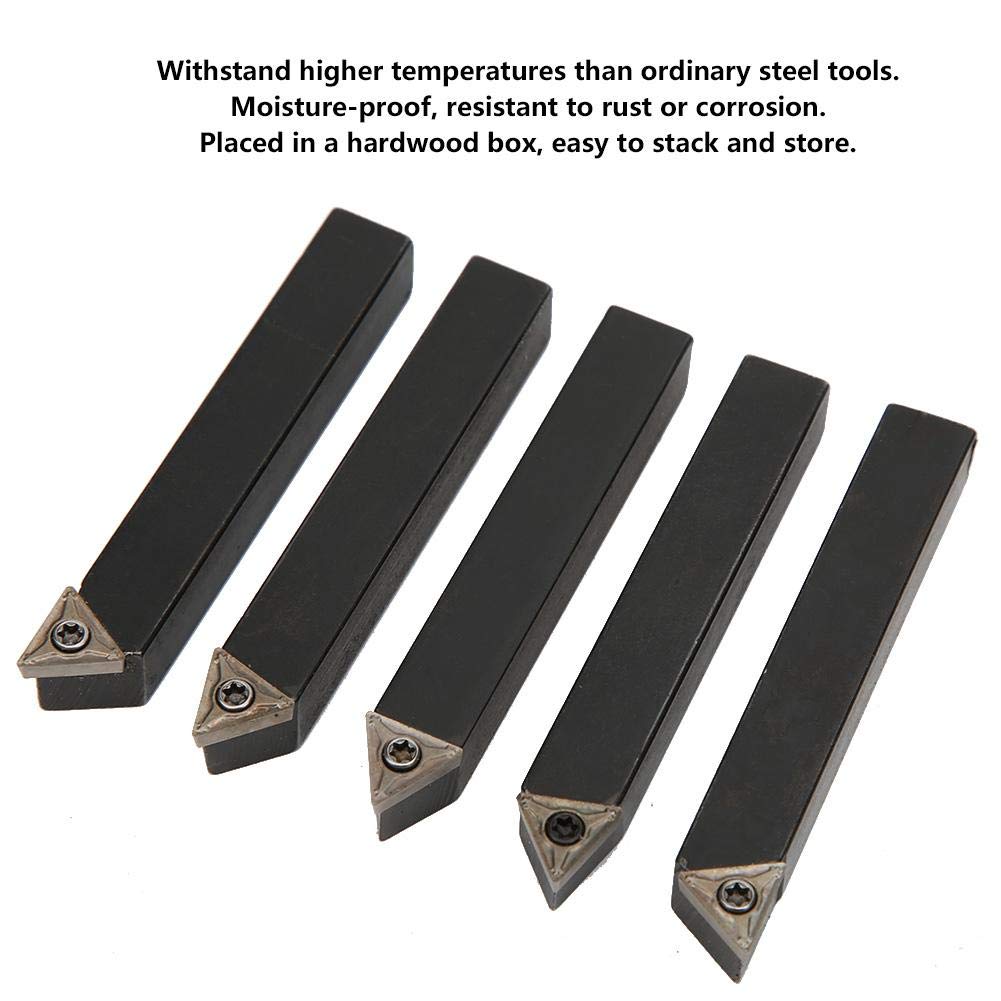 5Pcs 3/8in Lathe Turning Tool Holder Cemented Carbide Indexable Lathe Carbide Turning Tool ...