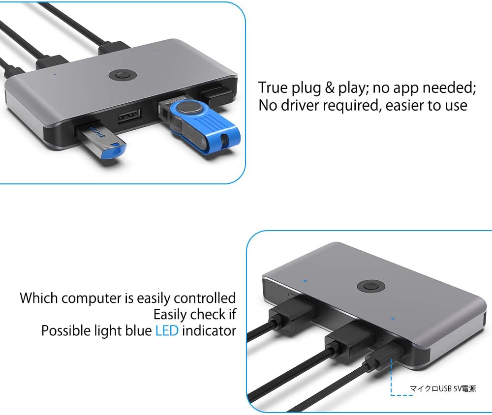 Rocketek USB 2.0 Switch Selector, Two Computers 6 Port USB 2.0 ...