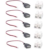 Amazon.com: ELNONE 2PCS USB Female Pigtail 2 Wire,0.3M/1Ft 20AWG USB 2. ...