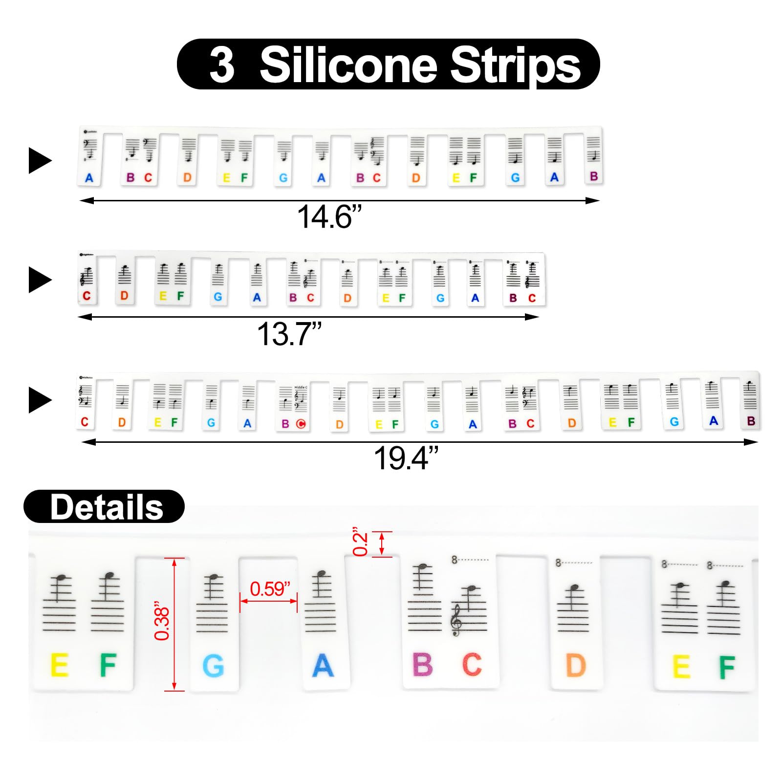 Mua BlingKingdom Removable Piano Keyboard Note Labels 88-Key Full Size ...