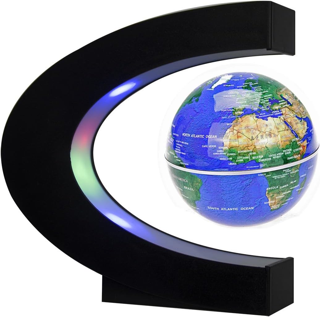 Newooe Floating Globe with LED Lights C Shape Magnetic Levitation ...