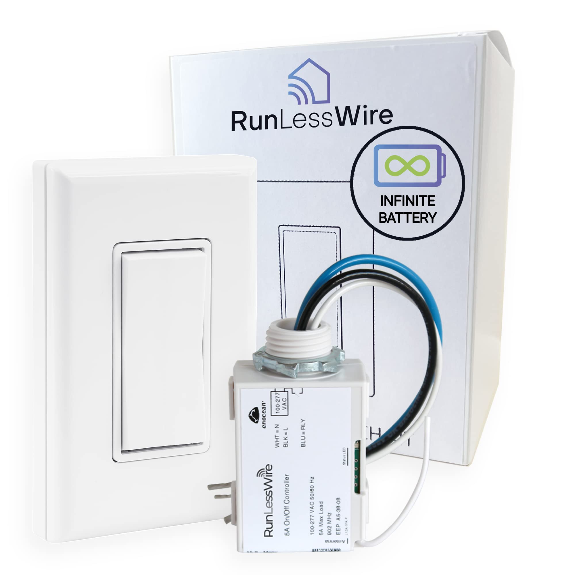 Mua RunLessWire Kinetic Wireless Light Switch Kit, No Batteries Wires ...