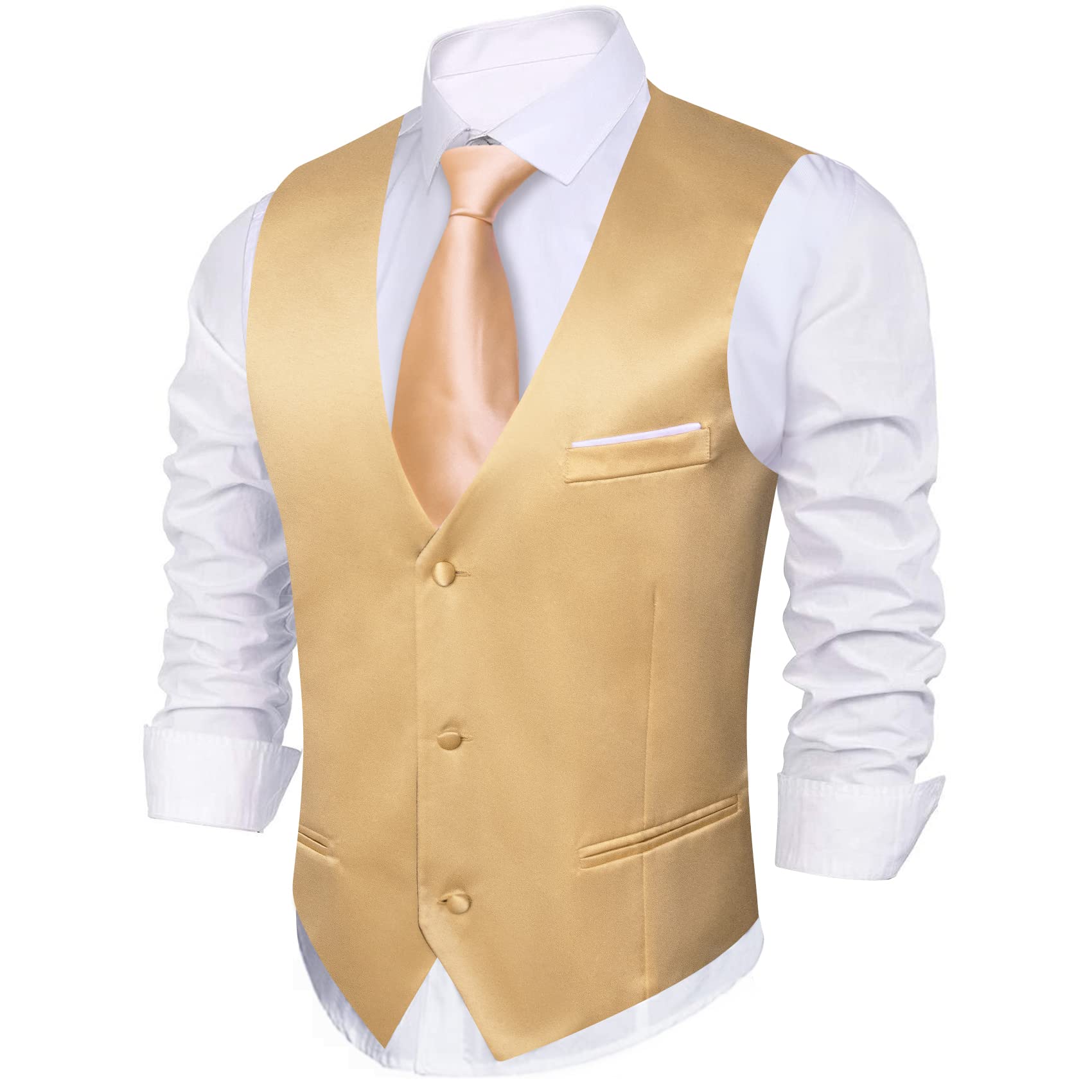 Barry.Wang Men's Light Brown Suit Vest Business Formal Dress Waistcoat ...