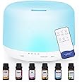 Amazon.com: 500ml Essential Oil Diffuser with 6 * 10ml Essential Oil,BPA-Free Ultrasonic ...