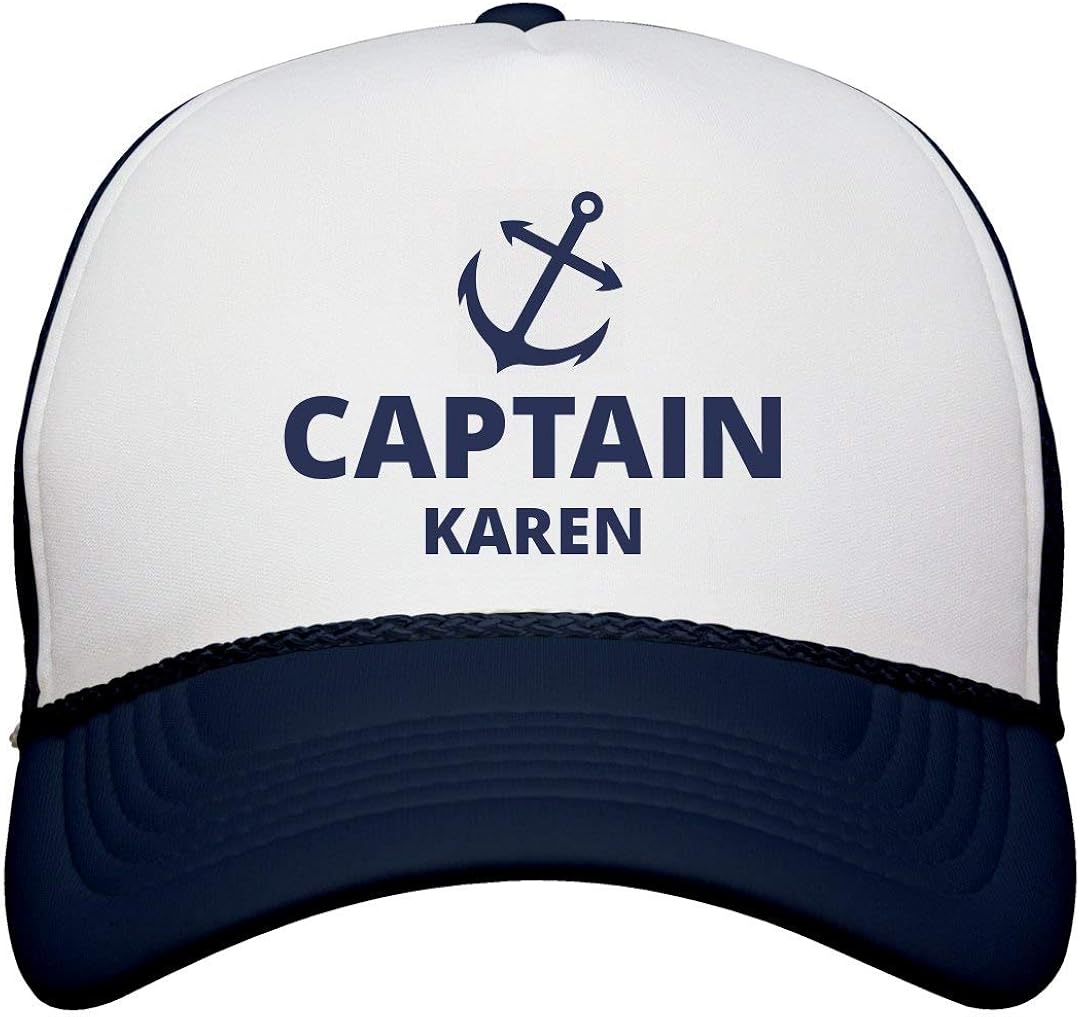 Amazon.com: Captain Karen Nautical Gift: Snapback Trucker Hat White ...