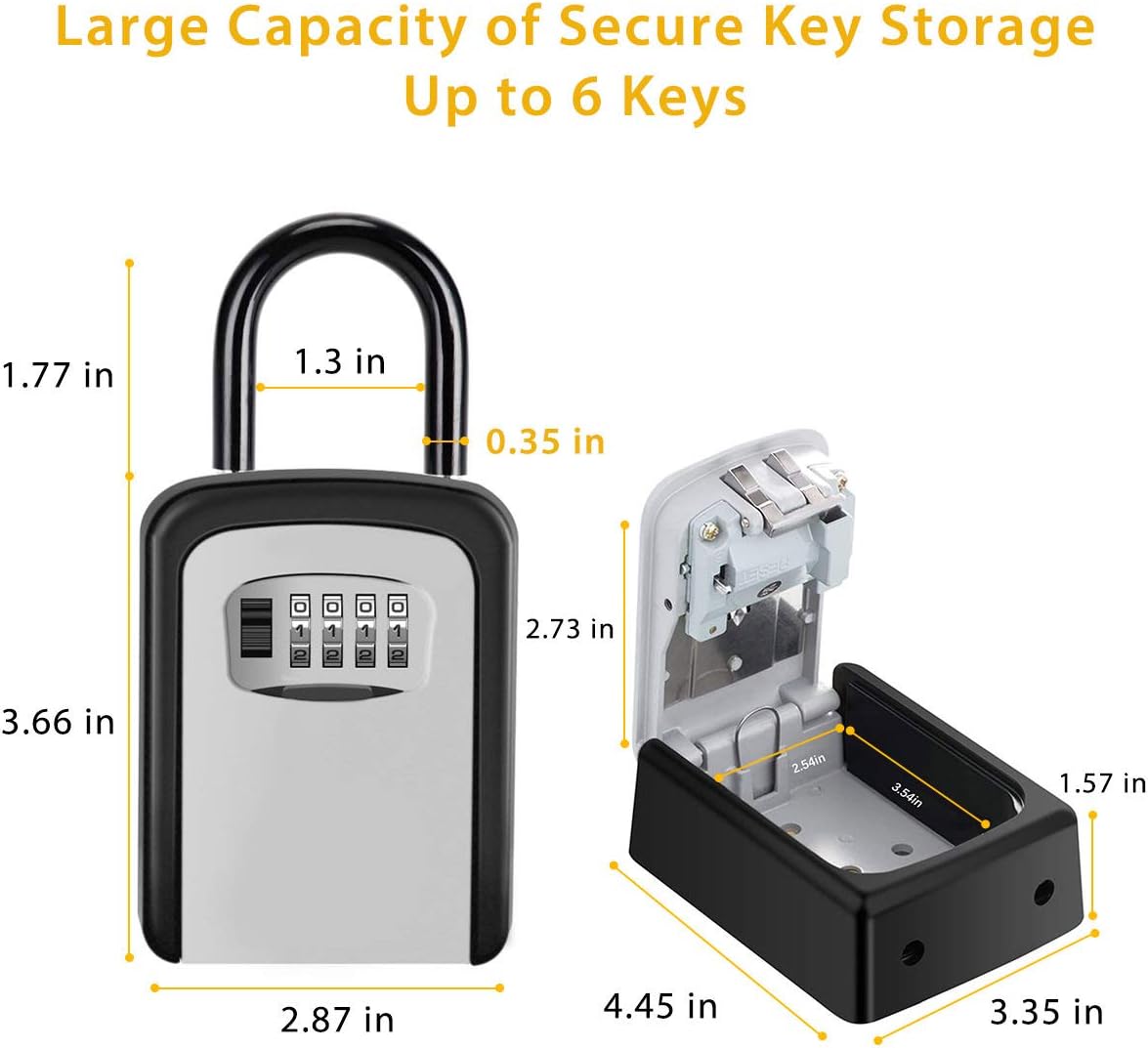 Key Safe Box Wall Mounted Lockbox Waterproof Combination Key Storage ...