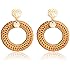 Amazon.com: XOCARTIGE Woven Rattan Earrings Handmade Wicker Earrings Straw Knit Hoop Earrings ...