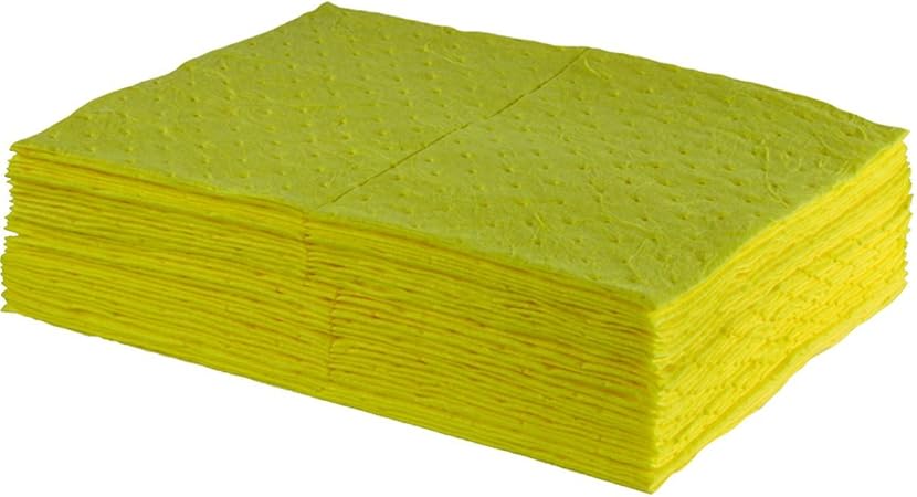 (Pack of 100) Chemical Absorbent Pads - Spill Response Pads for ...