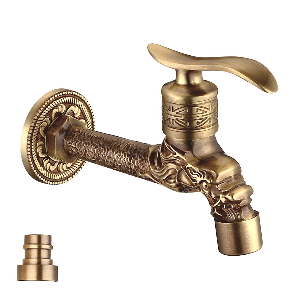 Dragon Faucet Antique Brass Single Cold Tap Washing Machine Faucet ...