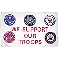 Amazon.com : AES Support Our Troops 5 Branches Military Service 2x3 2'x3' Polyester Flag : Patio ...