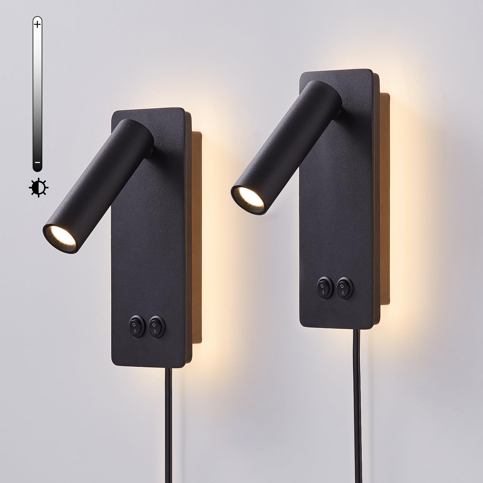 Wall Mounted Reading Light Set of 2, LED Headboard Reading Lamp with 3 Dimming?Bedside Wall ...